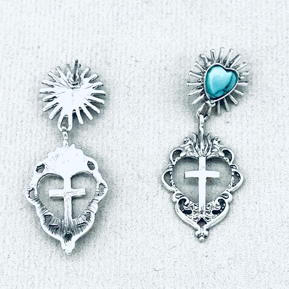 Jewelry | Sacred Heart Cross Exploding Sunburst Turquoise Ornate ...